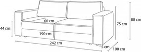 Taupe manšestrová rozkládací pohovka 245 cm Nihad – Bobochic Paris