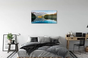 Obraz na skle Německo Mountain forest lake 125x50 cm