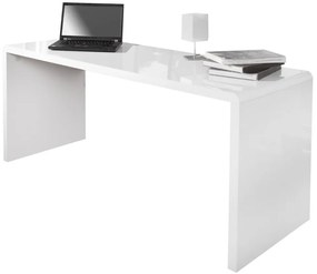 OnaDnes -20% Moebel Living Bílý lesklý dřevěný pracovní stůl Bersh 160 x 60 cm