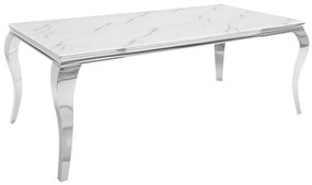 Designový jídelní stůl Rococo 200 cm stříbrný - mramor