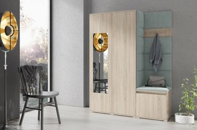 Eka Předsíňová stěna s čalouněnými panely Trinity 11 - Sonoma / Světlá zelená 2321