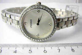 Foibos Dámské šperkové ocelové hodinky Foibos 3B51 s perleťovým číselníkem a zirkony