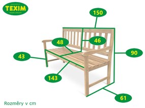 Nábytek Texim Nábytek Antonio Dřevěná lavice Kory 150cm Počet míst: pro 3 osoby