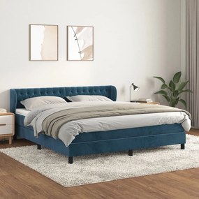 Box spring postel s matrací tmavě modrá 160x200 cm samet 3127683