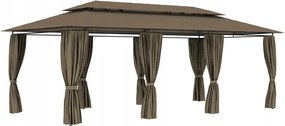 Fionshop 262827002 Altán se závěsy 600 x 298 x 270 cm taupe 180 g/m²