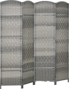 HOMCOM 4-panelový skládací paraván 180x180 cm Rozdělovač místnosti Ochranný paraván Polypropylen pro kancelář ložnici Šedá směs | Aosom