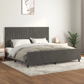 Rám postele bez matrace tmavě šedý 200 x 200 cm samet 3125898