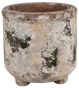 Béžovo-zelený kameninový obal na květináč s patinou Jurrien XI L – 17x17 cm