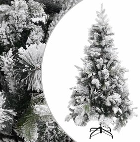 340532 vidaXL Vánoční stromek se sněhem a šiškami 225 cm PVC a PE