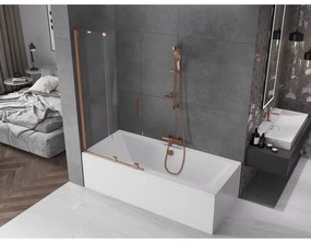 Mexen Velar, 2-křídlová posuvná vanová zástěna 90 x 150 cm, 8mm čiré sklo, měděná matná, 896-090-000-01-65