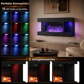 Costway Třístranný elektrický krb 81 cm s LED, černý