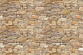 DIMEX | Samolepicí vliesová fototapeta na zeď Rustikální kamenná stěna MA-5-2386 | 375 x 250 cm | oranžová, hnědá
