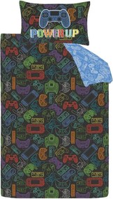 Černé dětské povlečení na jednolůžko 135x200 cm Power Up Gamer – Catherine Lansfield