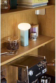Modrá kovová LED stmívatelná stolní lampa se skleněným stínidlem (výška 20 cm) Low – Hübsch