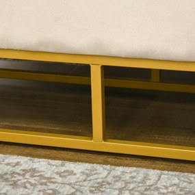 HOMCOM Lavice s úložným prostorem Čalouněná lavice s výklopným víkem v béžovém sametovém vzhledu Lavice s ocelovými nohami 110x44x49 cm do předsíně o…