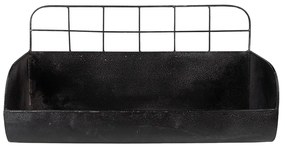Černá antik nástěnná kovová polička - 38*14*20 cm