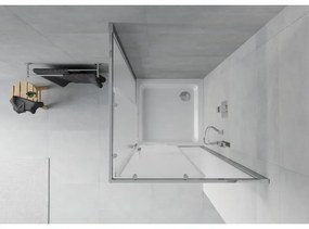 Mexen Rio čtvercový sprchový kout 90 x 90 cm, Vzor jinovatky, Chromovaná + sprchová vanička Flat, Bílá - 860-090-090-01-30-4010