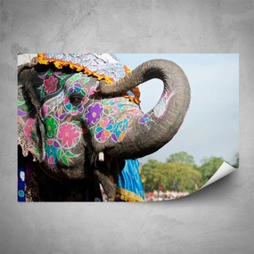 Plakát -  Veselý slon (60x40 cm) - PopyDesign
