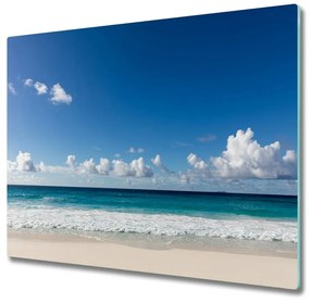 Skleněná krájecí deska Seychelská pláž 60x52 cm