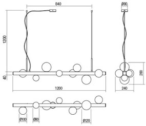 Redo 01-2377 - Lustr na lanku GOJI 8xG9/28W/230V černá