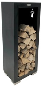 Černý ocelový dřevník Remundi, šířka 50 cm
