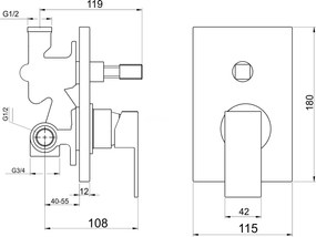 NOVASERVIS Nobless Edge podomítková baterie s přepínačem 36050R,0