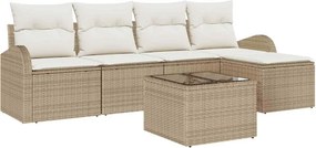 Sada zahradních pohovek s polštářem 6 pcs Béžová Poly ratan 3346011