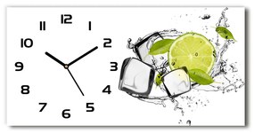 Wallmuralia Skleněné hodiny na stěnu Limetka s ledem 60x30 cm