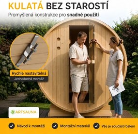 Zahradní sudová sauna pro 4 osoby s kamny 6 kW