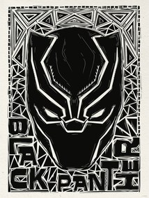 Komar Plakát Marvel Black Panther Lino-Cut Helmet 30 x 40 cm