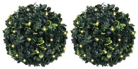 Umělé buxus koule s LED světly 2 ks zelené 22 cm 3335895