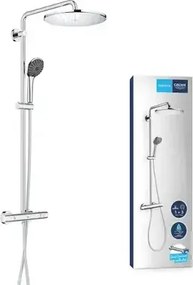 Grohe - Sprchový set 310 s termostatem na zeď a poličkou, 3 proudy, ch