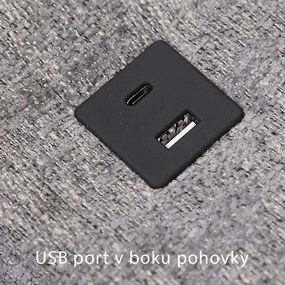Rozkládací pohovka TWIGGY | 212 cm | LEVÁ | EXTRA KVALITA | zabudovaný USB port | VÝBĚR TKANIN