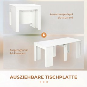 HOMCOM Jídelní stůl, skládací stůl, rozkládací kuchyňský stůl, jídelní stůl, dřevotřískové desky, 60-180 x 85 x 75 cm, bílý