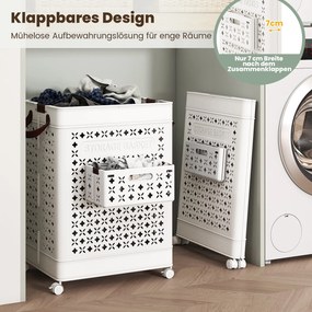 Costway 75 L koš na prádlo na kolečkách, prostorově úsporný koš na prádlo