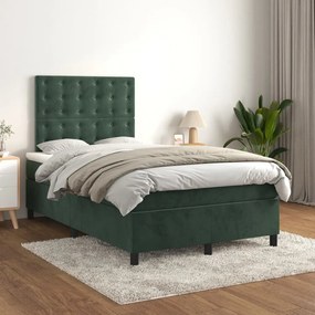 Box spring postel s matrací tmavě zelená 120 x 200 cm samet 3143256