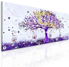 Obrazy malovaný abstraktní strom fialový