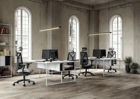 Kancelářská židle LEAF 503 s podhlavníkem a područkami – synchronní mechanika, síť, černá-šedá LD Seating