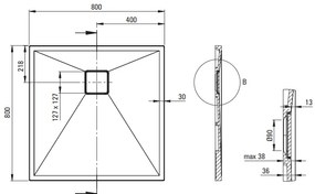 Aplomo Correo čtvercová sprchová vanička, černá Rozměr vaničky: 80x80cm