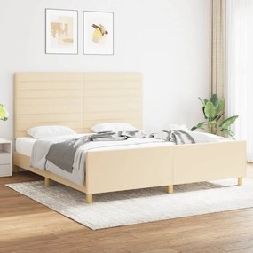 Rám postele bez matrace krémový 180 x 200 cm textil 3125159