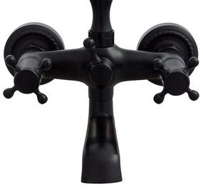 Gamma Retro, nástěnná vanová baterie s ruční sprchovou soupravou, černá matná, GMA-BROW-BK