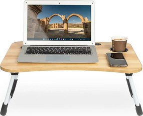 Zaparkorun Skládací stůl na laptop k posteli se stojanem - imitace dřeva