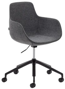 Tmavě šedá čalouněná otočná konferenční židle Kave Home Tissiana