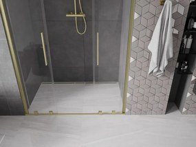 Mexen Velar Duo, posuvné dveře do otvoru 150x200 cm, 8mm čiré sklo, zlatá matná, 871-150-000-02-55