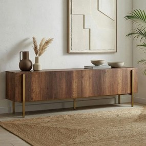 TV stolek v dekoru ořechu v tmavě přírodní barvě 180x45x30 cm Nexus – Kalune Design