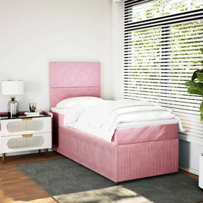 Box spring postel s matrací růžová 100x200 cm samet 3294561