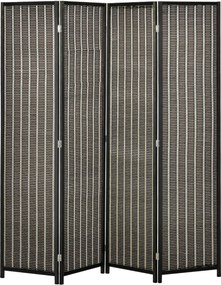 HOMCOM 4-panelový paraván 180 x 180 cm, bambusová zástěna, skládací, oddělovací stěna pro obývací pokoj, hnědá
