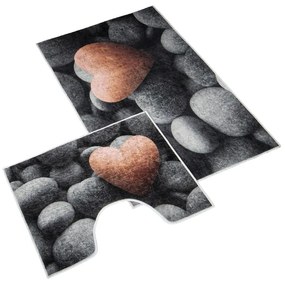 Bellatex koupelnové předložky 3D tisk sada 60x100, 60x50 cm Kamen tmavá šedá