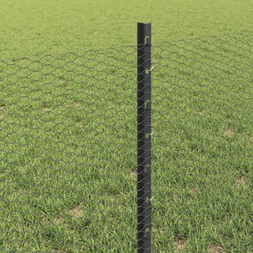 Hexagonální plot s podpěrou 50 x 0,6 m Ocel potažená PVC Šedá 3336885