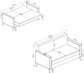 Rozkládací pohovka Polya Dark Grey